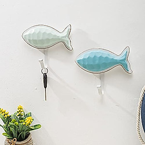 HEALLILY Coat Hanger Hooks 2pcs Fish Wall Hooks for Hanging Sea Wall Hooks Nautical Hook Rustic Wall Hanger Coat Towel Hook Beach Coastal Wall Decorations Ornament Wall Coat Hooks