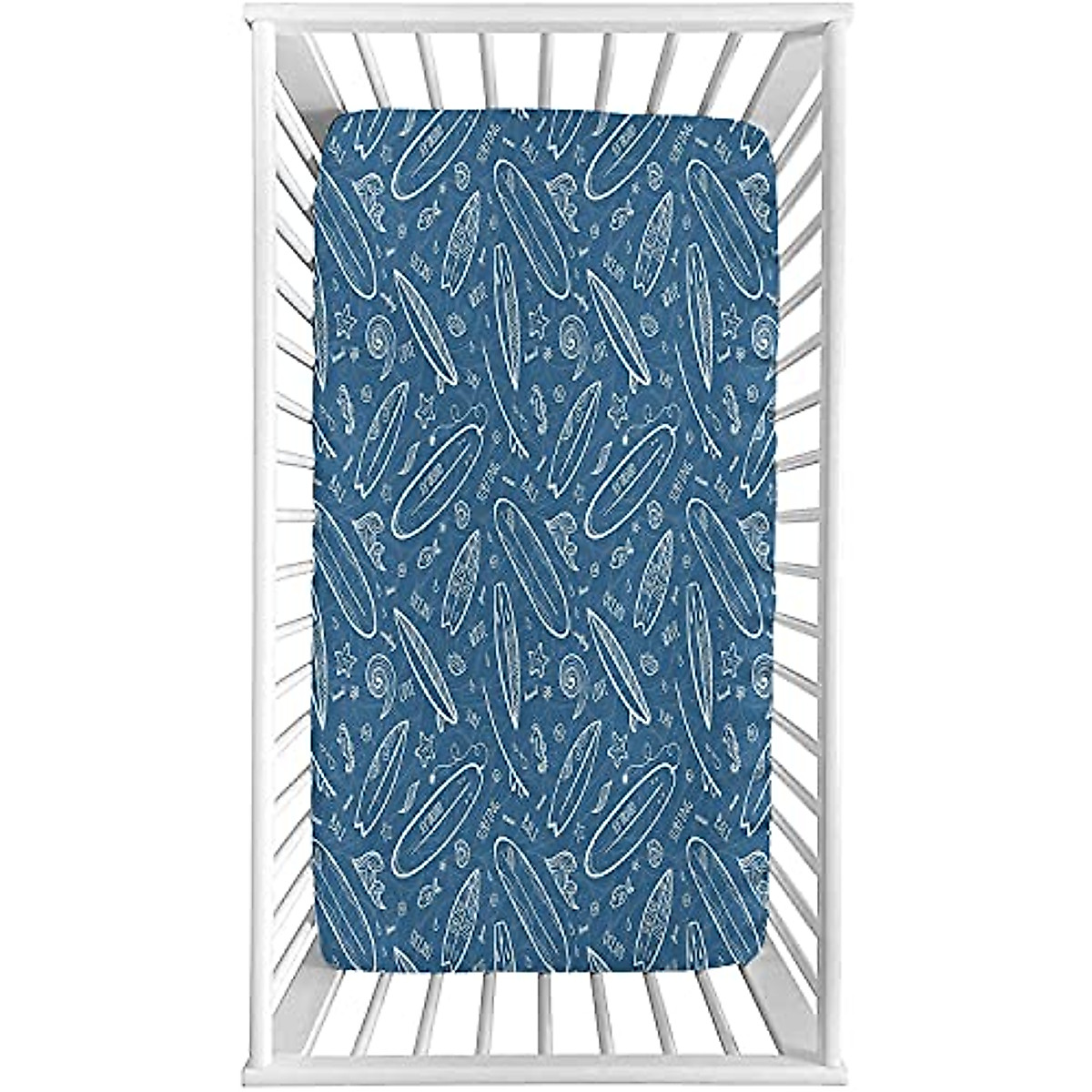 Microfiber Baby Crib Sheets,Ultra Soft Crib Sheets Fitted for Standard Crib Mattress,Toddler Sheet Set for Boys or Girls,Machine Washable, Soft,Breaths,Blue Wave Swirls Sheet Fits 28"x 52"x 8''