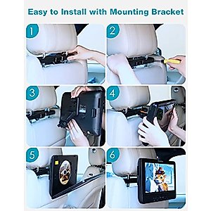FANGOR 10.5'' Dual DVD Player for Car Portable Headrest Video Players with 2 Mounting Brackets, 5 Hours Rechargeable Battery, Last Memory, AV Out&in, Support USB/SD/Sync TV (1 Player + 1 Monitor)