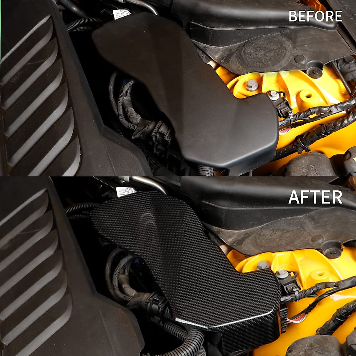 JSWAN Carbon Fiber Engine Room Wire Protection Cover for Toyota Supra A90 GR MK5 Car Hood Modification Parts Engine Room Harness Cover Automobile Exterior Replacement Accessories Gloss