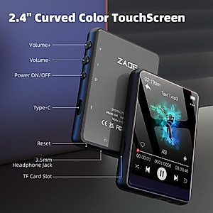 64GB MP3 Player with Bluetooth5.3, 2.4-Inch HD Full Touch Screen, Portable Lossless Sound Music Player with HD Speaker, mp3 with FM Radio Recording e-Book, Record, Earphone Included