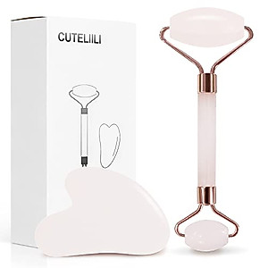 CUTELIILI Pink Gua Sha Facial Tools, Skin Care Products,Face Roller & Jade Roller for Face Care to Reduce Wrinkles and Lifting