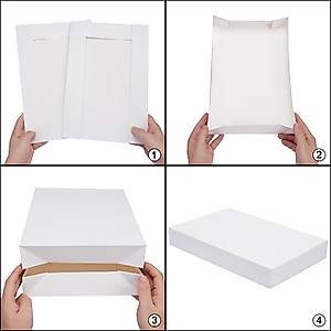 Moretoes 8pcs Gift Boxes with Lids for Presents, White Robe Boxes, Shirt Boxes Bulk for Wrapping Gifts, Christmas, Holidays, Birthdays, Father's Day, Graduations, Weddings (Large 14'' x 9.5'' x 2'')
