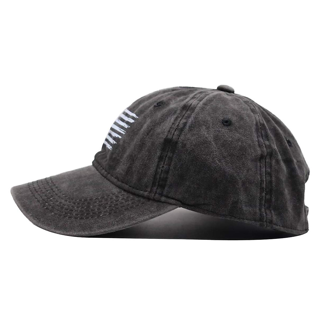 HHNLB Funny Offroad Car American Flag Hat, Adjustable Washed Distressed Mountains Adventure USA Baseball Cap for Men Women (Black 02, one Size)