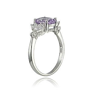 Ice Gems Sterling Silver Amethyst and White Topaz Oval Ring Size 10