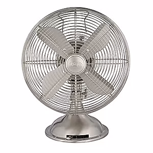 HUNTER 90400 Retro Table Fan, 12", Brushed Nickel