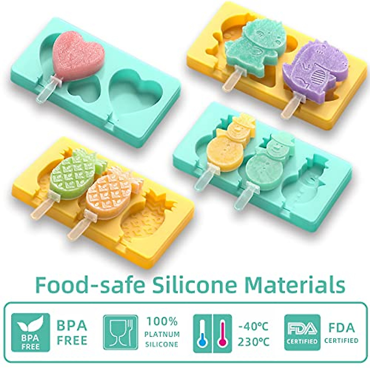 Popsicles Molds, Silicone Popsicle Molds, Ice Pop Mold, Homemade Frozen Baby Popsicles Molds For Kids, Popsicle Molds Silicone Bpa Free, popsicle maker, Pieces Reusable Easy Unmold 10 Pieces Cartoon