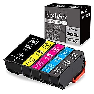 NoahArk 5 Packs 302XL Remanufacture Ink Cartridge Replacement for Epson 302 302XL T302 T302XL use for Epson Expression Premium XP-6000 XP-6100 Printer (Black, Photo Black, Cyan, Magenta, Yellow)