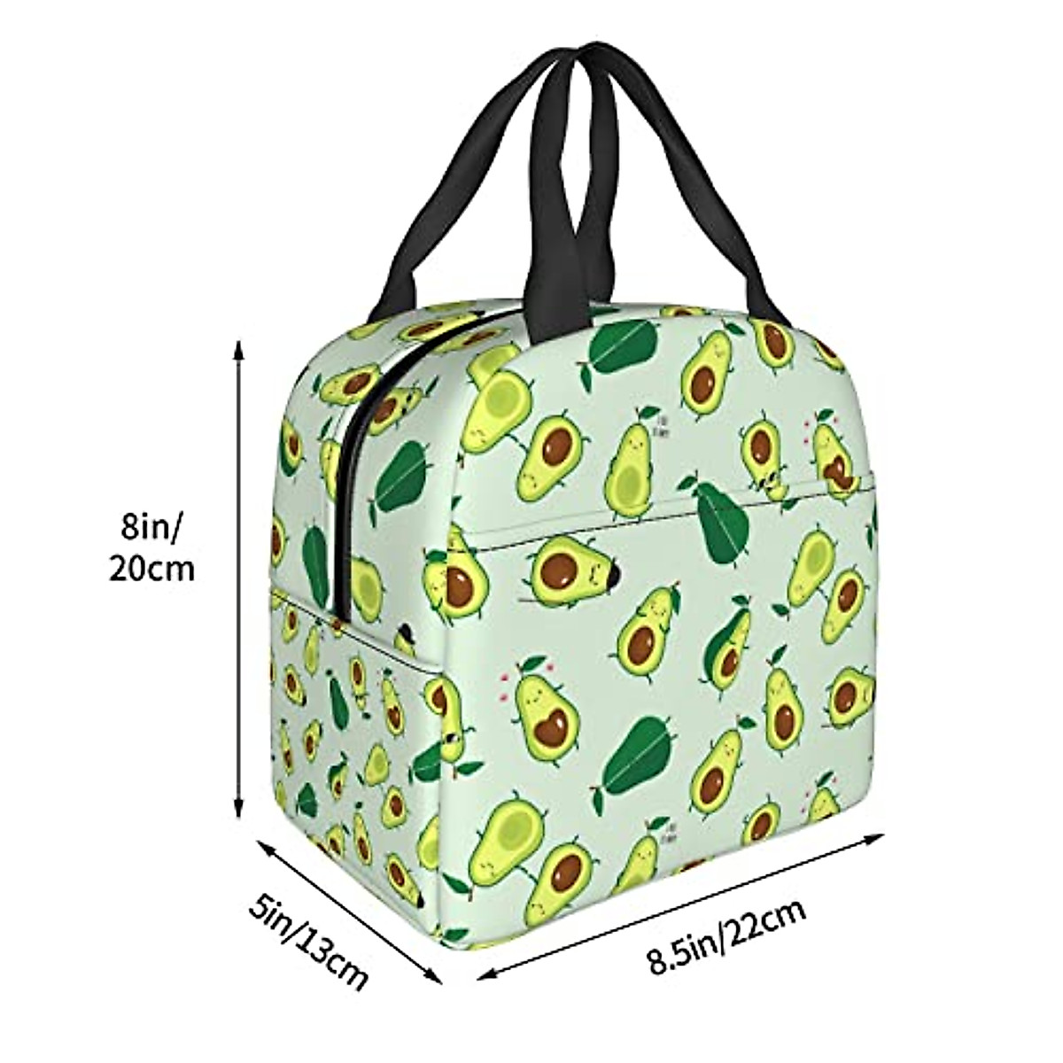Echoserein Cute Avocado Fun Fruits Lunch Bag Insulated Lunch Box Reusable Lunchbox Waterproof Portable Lunch Tote For Women Men Girls Boys
