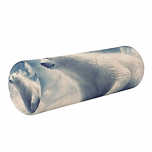 xigua Cute Bear Neck Roll Pillow for Neck Relief with Removable Washable Cover - Memory Foam Round Cylinder Bolster, Ergonomically Designed for Head, Neck, Back, and Legs