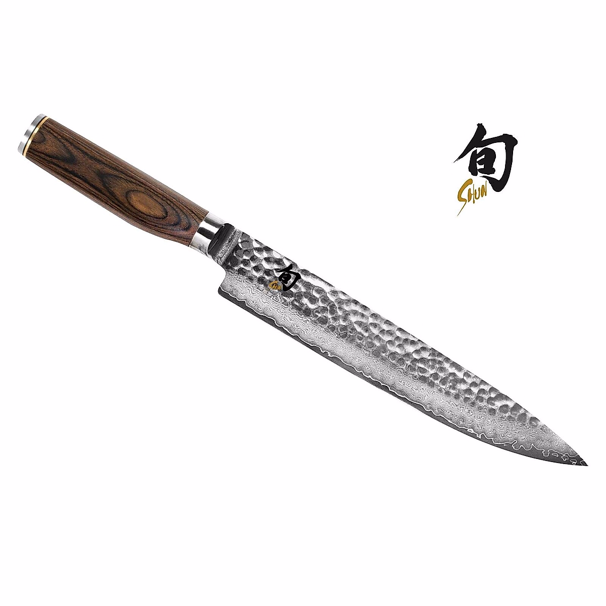 Shun TDM0704 Cutlery Premier Slicing 9.5", Hammered TSUCHIME Finish, Long, Thin Blade, Allows for Cleaner Preserve Juices and Flavor, Ideal Meat Cutting Knife, 9-1/2-Inch, Silver