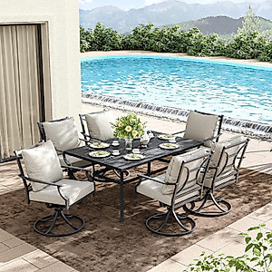 Grand patio Patio Dining Set for 2, E-Coated Outdoor Dining Set, 2 Swivel Dining Chairs Outdoor Furniture Set with Olefin Cushions, Grey