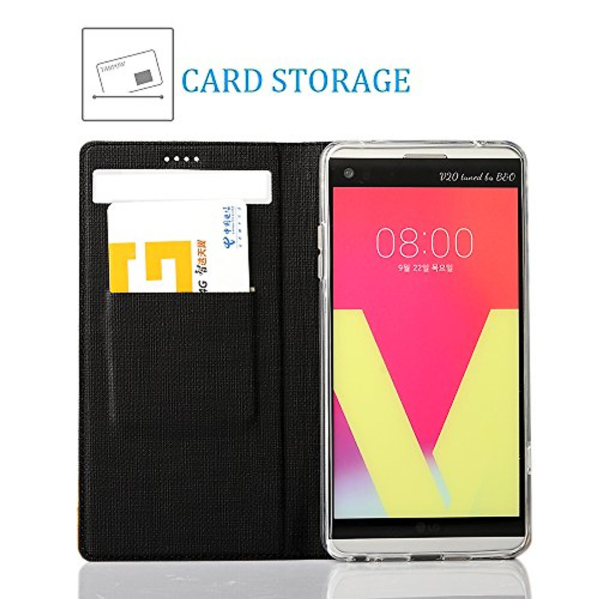 Feitenn Case Compatible with LG V20,Premium Flip Leather PU Wallet View Window Smart Case Stand Kicstand Card Holder Magnetic Closure TPU Bumper Slim Case Designed for LG V20 Black