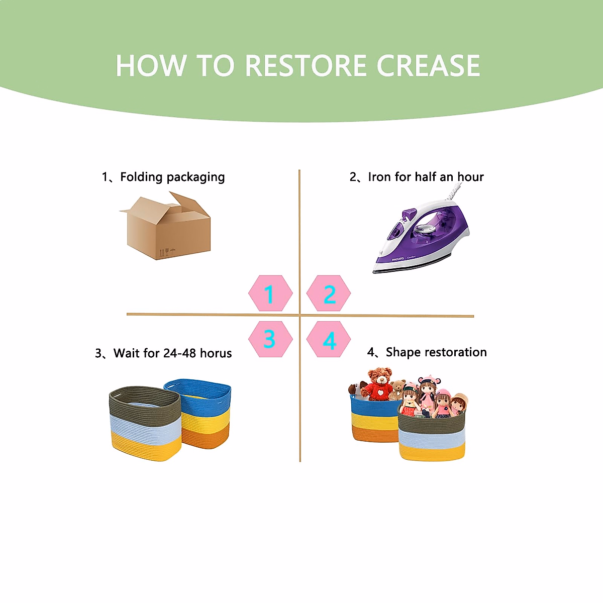 BOUYHTN Cotton Rope Basket-Woven Baskets-Storage Basket for Living Room-Towel Baskets for Bathroom-Baby Organizing Baskets-Collapsible Storage Bins-Toy Basket 15"x10"x12" Pack of 2