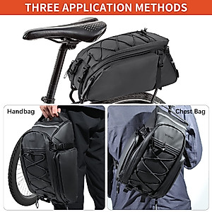 SIHEJA Bike Bag, Waterproof bike rear rack Bag, Bicycle Trunk Storage Carrier, Bicycle Rack Rear Carrier Bag, Commuter Bike Luggage Bag, Adjustable Shoulder strap, and Reflective Trim