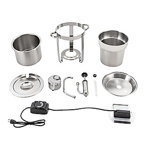 BANLICALI 7L Soup Chafer, 400W Stainless Steel Soup Pot with Electric Heating Plate and Pump, Round Soup Chafer for Catering Parties Events Wedding Silver Adjustable Temperature 50-85℃