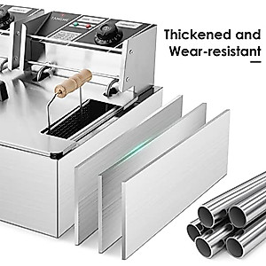 TANGME Commercial Deep Fryer, 3400w Electric Deep Fryer with 3 Baskets, 22L/23.25QT 1mm Thickened Stainless Steel Countertop Oil Fryer with Temperature Limiter for Restaurant and Home Use