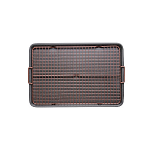 CasaWare 3pc Ultimate Commercial Weight 15 x 10 x 1-inch Cookie Sheet/Cooling Grid/Silicone Mat Bakeware Set (Silver Granite)