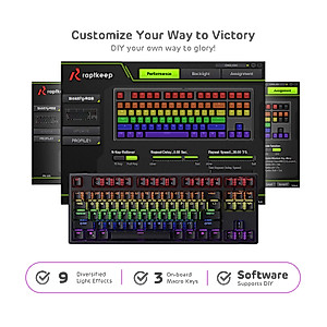 RK ROYAL KLUDGE RK87 Sink87G RGB Wireless TKL Mechanical Gaming Keyboard, 87 Keys No Numpad Tenkeyless Compact 2.4G Wireless Keyboard with Tactile Brown Switches, Exceptional Macro Settings