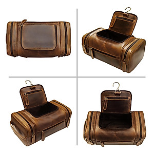 Leather Toiletry Bag For Men Women Dopp Kit Mens Hanging Toiletry Bag (PREMIUM LEATHER) Travel Toiletry Bag for Traveling Extra Large Toiletry Bag Cosmetic Travel Bag for Toiletries Shaving Bag