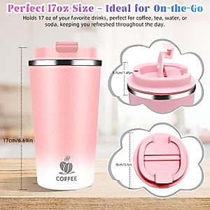 17oz Insulated Travel Coffee Mug with Flip Lid – Leakproof Stainless Steel Insulated Coffee Tumblers, Portable Thermos Cup for Hot & Cold Drinks, Perfect for Camping & On-the-Go