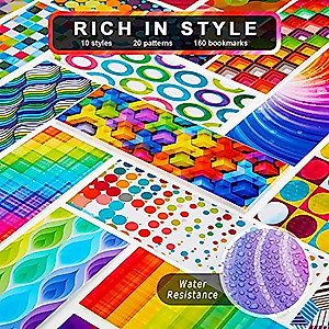 Kids Laminated Book Markers Optical Bookmarks Reading Bookmarks Creative Colored Bookmarks for Teacher Student Kids Classroom School Office Stationery Supply (160 Pieces)