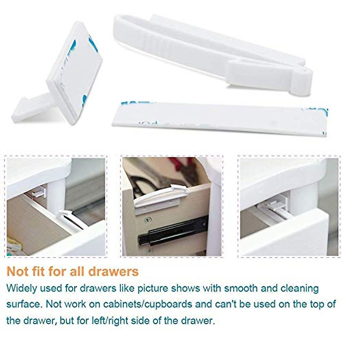 Child Safety Locks, Baby Proofing Drawers Locks, Coolrunner Baby Safety Invisible Drawer Latches with Strong Adhesive for Baby Care - No Tools or Drilling Required(8 Pack)