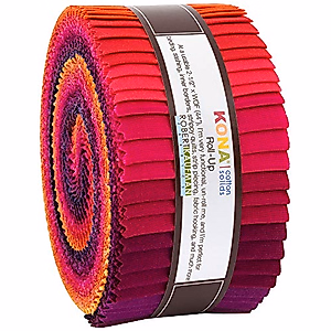 Robert Kaufman Kona Cotton Solids Birds of Paradise Roll Up 2.5" Precut Cotton Fabric Quilting Strips Jelly Roll Assortment RU-773-40