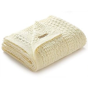 mimixiong 100% Pure Cotton Baby Blanket Extra Soft Cellular Neutral Swaddle Receiving Crib Blanket for Newborn Baby Boy Girl Size Ivory 30 x 40 inches