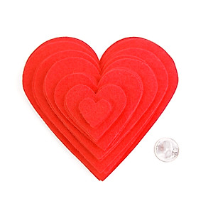Playfully Ever After 1 to 6 inch Multi-Size Pack 24pc Felt Hearts (Red)