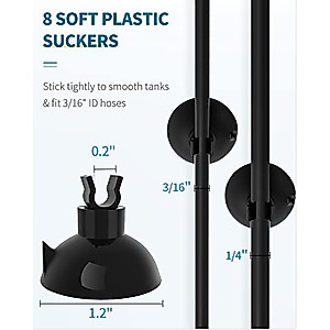 Pawfly 25 Feet Black Airline Tubing Standard Aquarium Air Pump Accessories Set with Suction Cups Connectors and Check Valves
