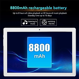 MAVIS LAVEN Gaming Tablet, US Plug 100-240V Support GPS FM 12GB 256GB 10.1 Inch Tablet Octa Core CPU Dual Speakers for Travel (US Plug)