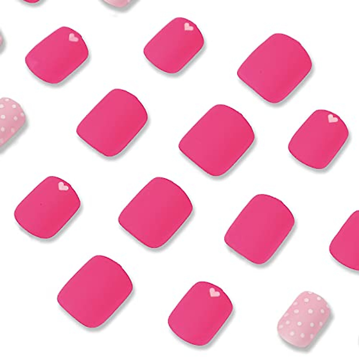 Gifts for Valentine`s Day Short square BARBIE Pinks Nails with love pattern, women Press on nail fashion false nail (BARBIE Pink)