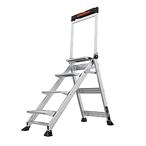 Little Giant Ladders, Jumbo Step, 3-Step, 2 Foot, Step Stool, Aluminum & Little Giant Ladders, Jumbo Step, 4-Step, 3 Foot, Step Stool, Aluminum, Type 1AA, 375 lbs Weight Rating, (11904)