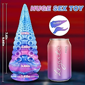 Fantasy Dildo Massive Dildo, 8.7in Animal Dildo Liquid Silicone Dildos, Huge Anal Dildo Big Fist Dildo for G Spot, Anal & Prostate, Colorful Tapered Dildo Horse Wolf Dog Dildos Adult Toy for Women Men