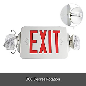 eTopLighting LED Exit Sign Emergency Lighting Emergency LED Light (UL924, ETL Listed) / Rotate LED Lamp Head/Red Letter in White Body, EL2CR-1