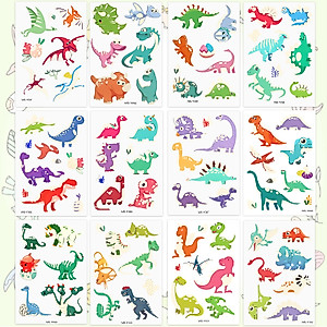 GLOW IN THE DARK: Easy to use: Choose your favorite dinosaur, tear it off, wet the fake tattoo with water, wait 20-30 seconds, and finally gently tear off the white surface. You will get a glowing