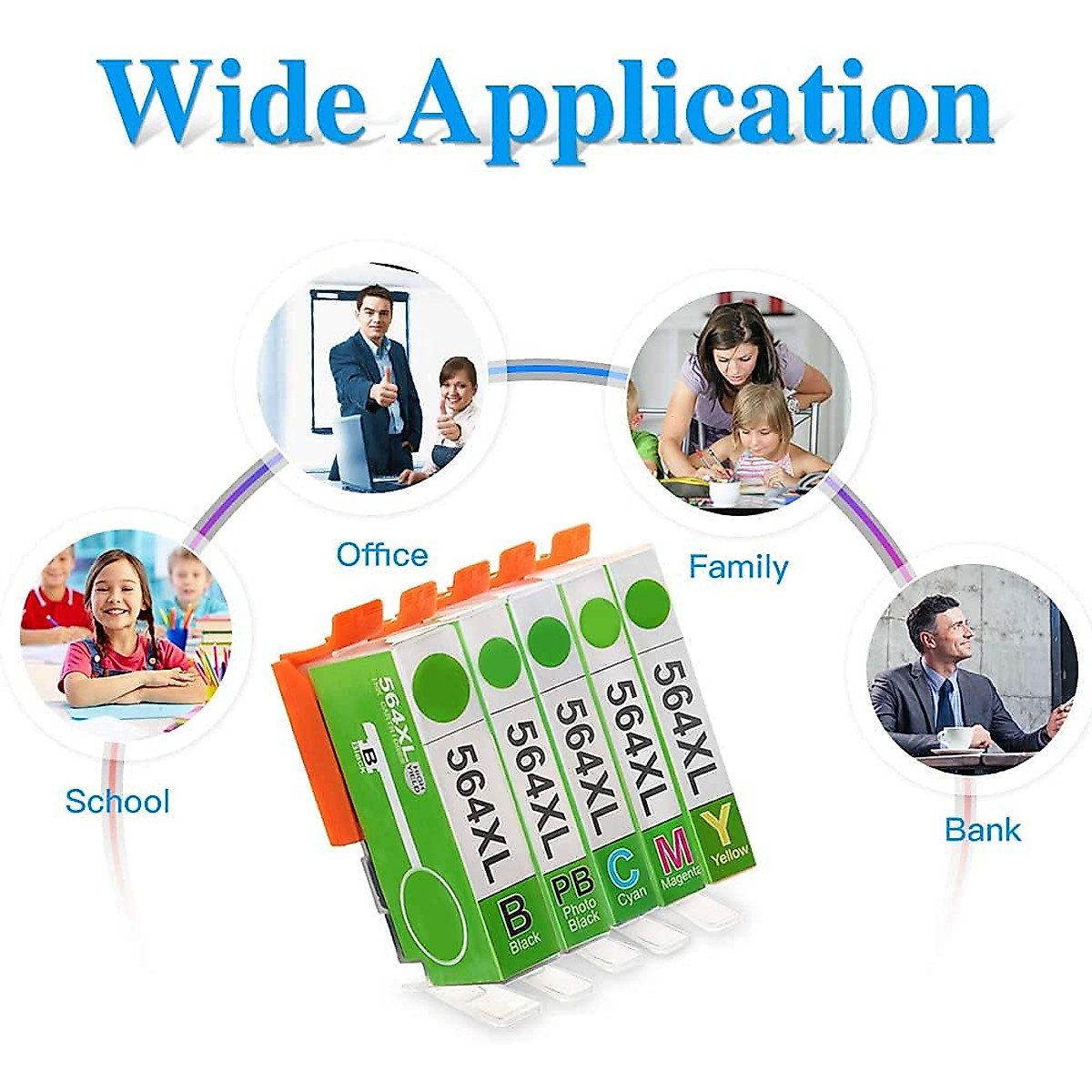 OSIR Compatible Ink Cartridge Replacement for HP 564 564XL for HP Photosmart 7510 7520 7525 6520 5520 6510 5510 7515 B8550 C6380 Premium C309a C410a Officejet 4620 4622 Deskjet 3520 3521 3522 (5-Pack)