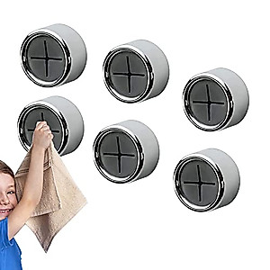 6 PCS Tea Towel Holder, BetterJonny Round Self-Adhesive Towel Hooks Tea Towel Clips Premium Wall & Door Mounted Towel Hooks for Kitchen Bathroom Home No Drilling Required