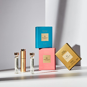 Glasshouse Fragrances Kyoto In Bloom Eau De Parfum Gift Set, 3 Perfumes + Refillable Twist & Spray Atomizer, Camellia & Lotus Scent, Travel Size, 3 x 0.64 Fl Oz