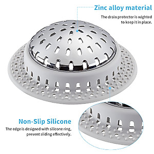 Aluvor Drain Hair Catcher, Upgraded Drain Catcher with Silicone Designed for Regular Drains, Catch Hair Easily Without Slowing Drainage, Prevent Clogging Plug Hole Hair Catcher (Large)