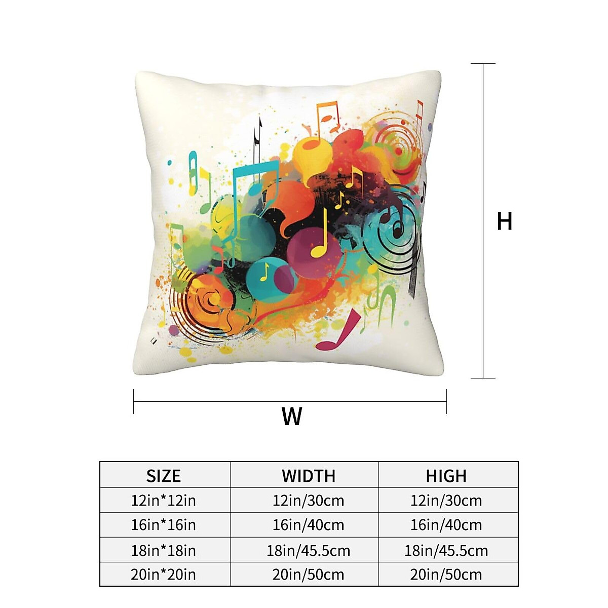 OUSIKA Abstract Music Themed Throw Pillow Covers Super Soft Morden Decorative Pillowcases Square Cozy Cushion Covers for Sofa Couch Bed Home Decor 16"X16"