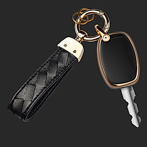 Bqepe for Honda Key Fob Cover Keychain Fit for Accord Crosstour Civic CR-V Pilot Element Smart Key Shell Case (Black)