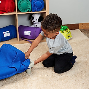 ROLLEE POLLEE Nap Sac Roll Up Napping Blanket with Attached Pillow for Preschool/Daycare, Super Soft with Elastic Straps, Fits Most Mats and Cots (Pink)