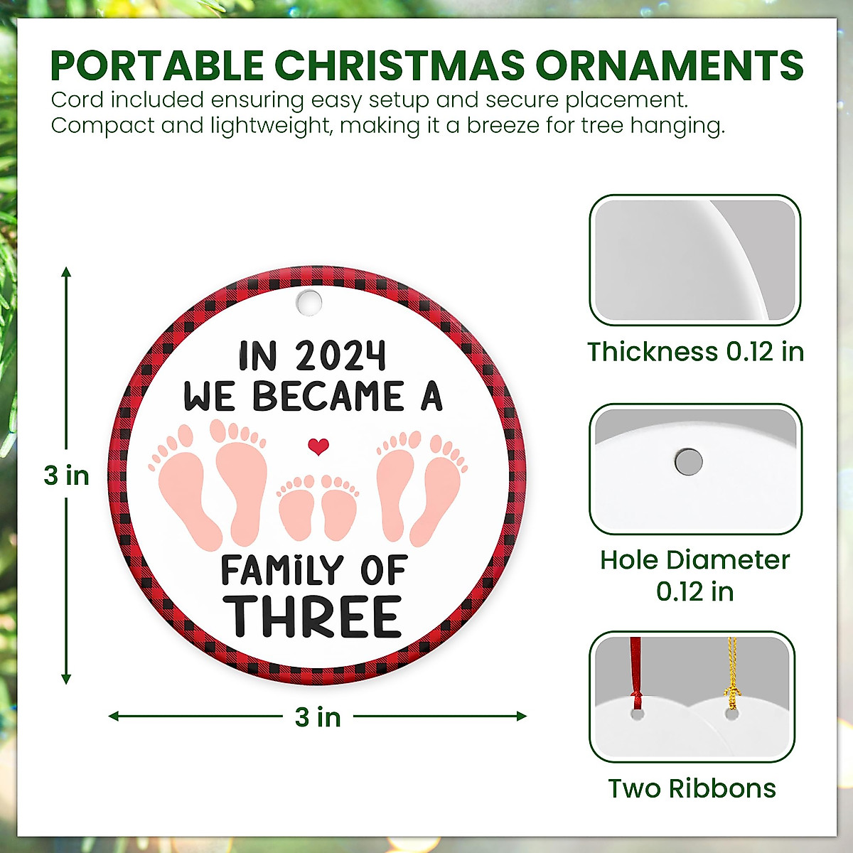 OASSIE Baby First Christmas Ornament 2024 - Christmas Baby Gifts, Newborn Baby Girl, Boy, New Parents Gifts for Couples, First Time Mom, Dad Gifts - Christmas Decorations Ceramic Ornaments