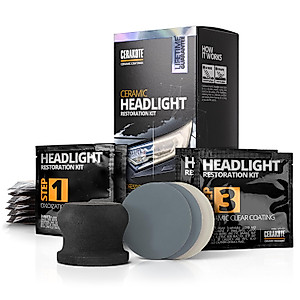 CERAKOTE® Ceramic Headlight Restoration Kit – Guaranteed To Last As Long As You Own Your Vehicle – Brings Headlights Back to Like New Condition - No Power Tools Required - 10 Wipe Kit