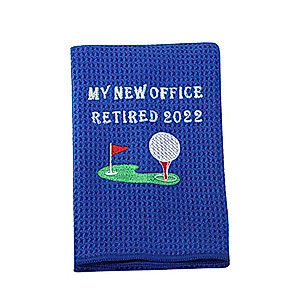 PXTIDY Office Retired Gift Retirement Golf Towel My New Office Retired 2022 Retired Queen Gift Retirement Party Gift 2022 Retirement Golf Towel Colleagues Golf Towel Gift (Blue)