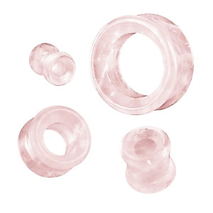So Scene Hollow Tunnels Rose Quartzite Organic Stone Ear Plugs Gauges Sold in Pairs (19MM-3/4 INCH)