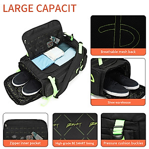 BE SMART 50L Extra Large Gym Backpack for Men, Big Gym Bag with Shoes Compartment, Waterproof Heavy Duty Duffel Bags, Men's Workout Backpacks for Outdoor Sport,Hiking,Camping,Travel (Black, XL)