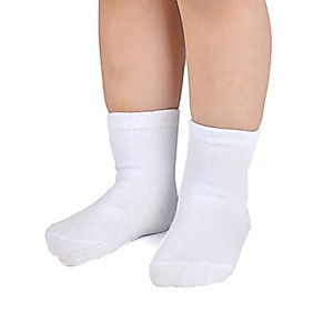 EPEIUS Baby Anti Slip Crew Socks 12 Pack with Grips for Toddlers Little Boys Girls Infants Kids Non Skid Value Pack,12-36 Months Black/White/Grey/Blue